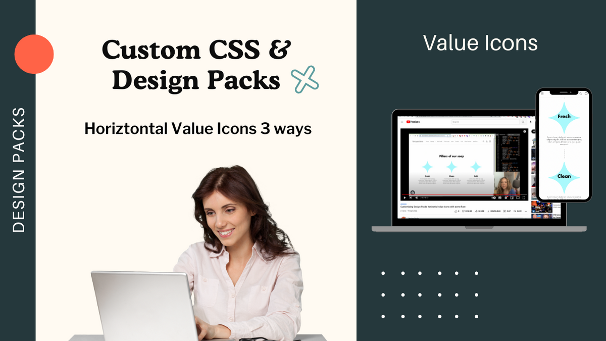 Unique horizontal value icons with a little custom CSS – 🎒 Design Packs